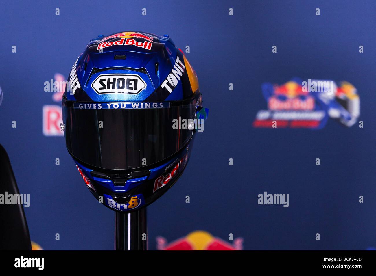 Alex Marquez of Spain and BK8 Gresini Racing MotoGP helmet seen during ...