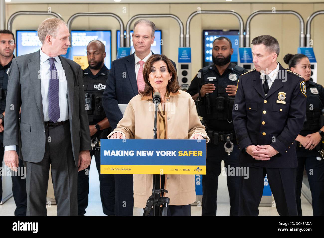 Governor Kathy Hochul makes an announcement on safety in subway system ...