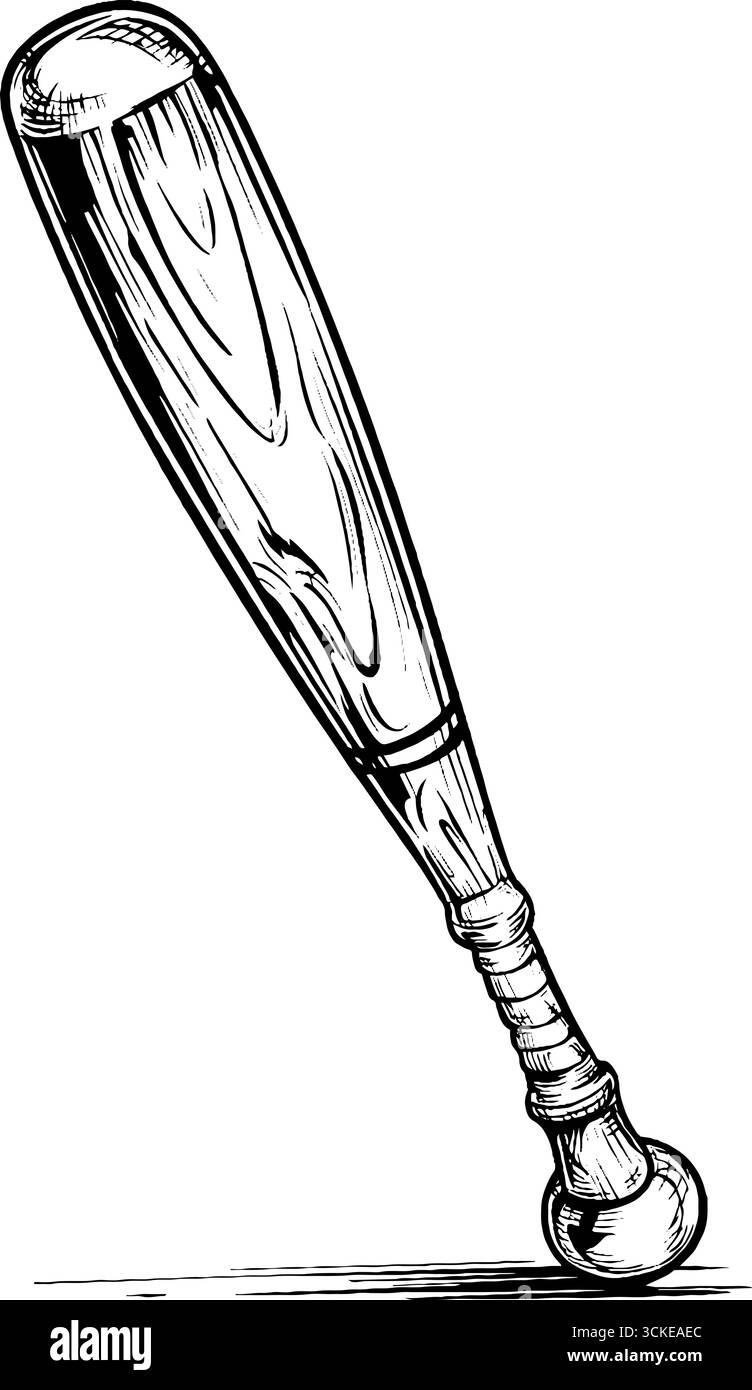 Vintage hand drawn baseball bat engraving for retro sports design Stock ...
