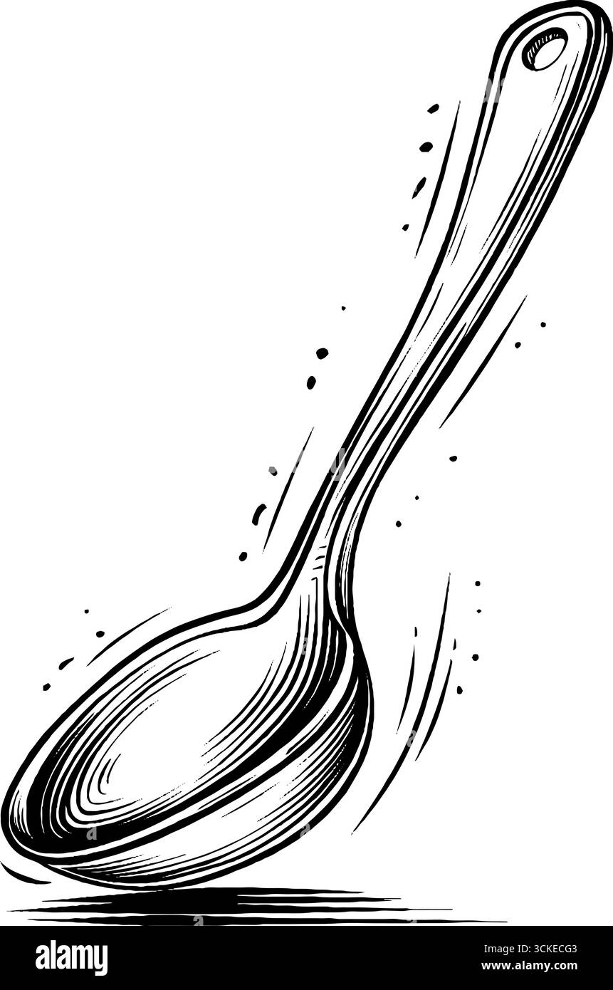 Vintage engraved illustration of bar spoon for cocktail and drink ...
