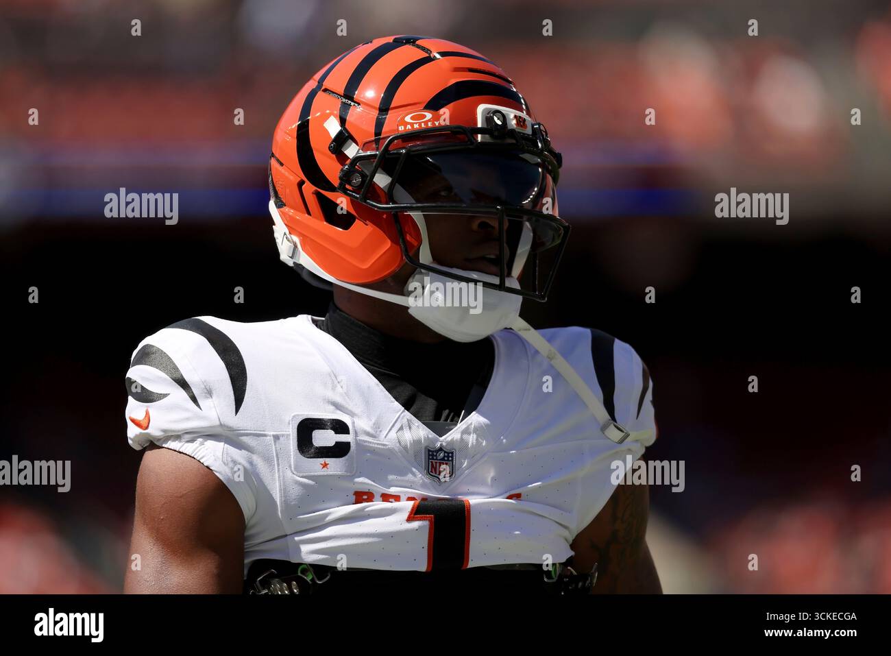 Cincinnati Bengals wide receiver Ja'Marr Chase (1) warms up prior to ...