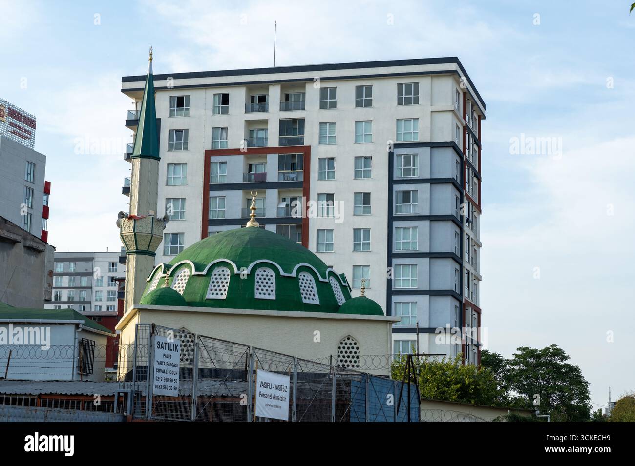 Small Mosque with Green Dome and Minaret – Urban Islamic Architecture ...
