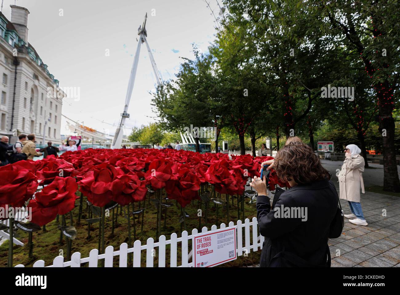 EDITORIAL USE ONLY An installation titled The Trail of Roses, featuring ...