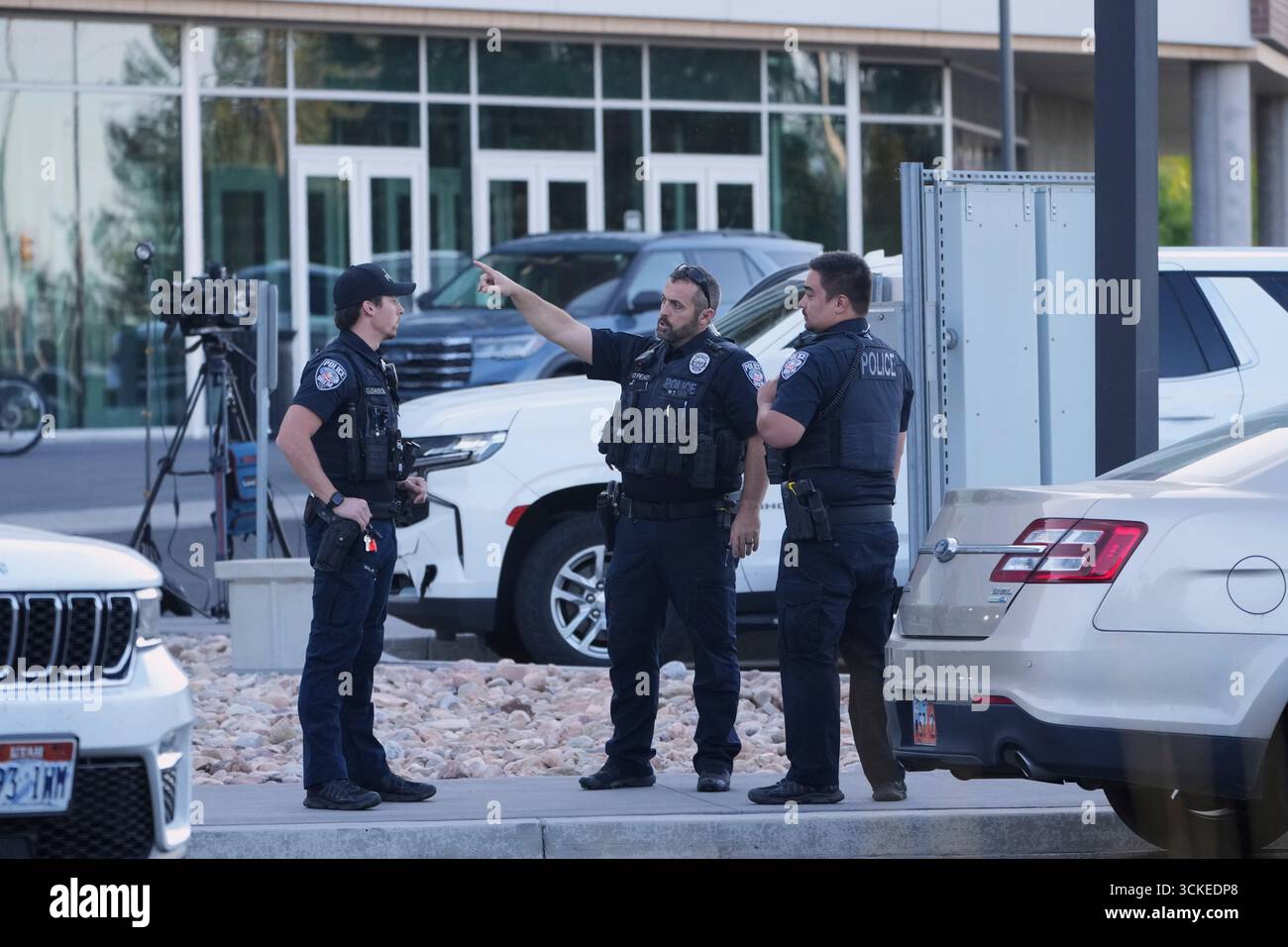 Orem police monitor the campus at Utah Valley University a day after ...
