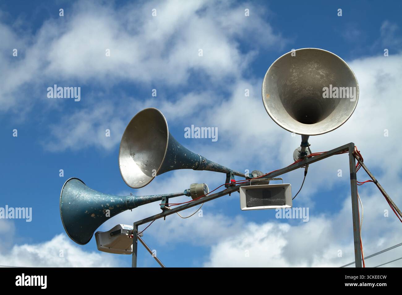 Old Fashioned Tannoy System With Three Large Loud Speaker Cones Making ...