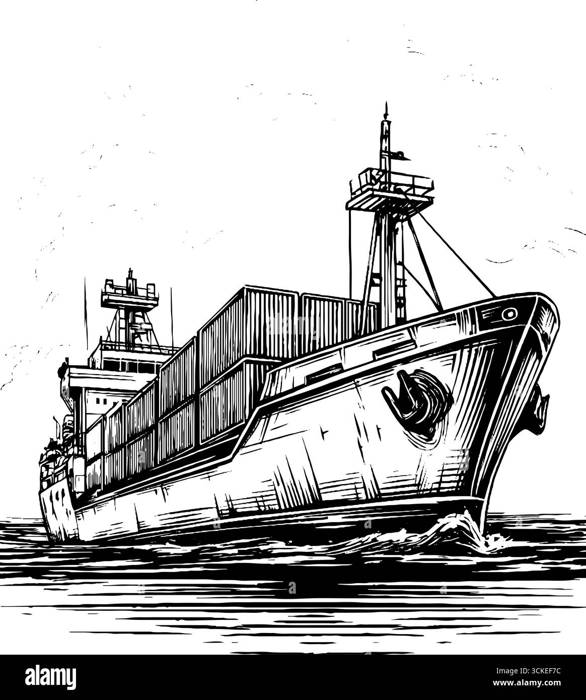 Vintage engraved illustration of cargo ship for nautical and maritime ...