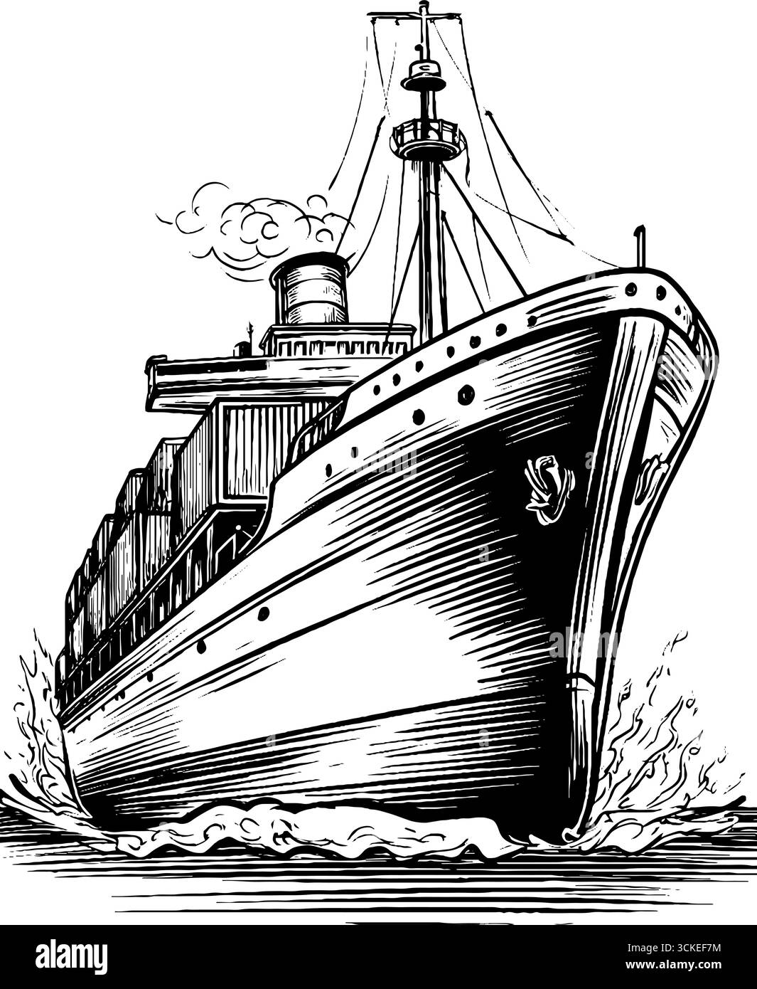 Vintage cargo ship engraving for nautical design and decor Stock Vector ...