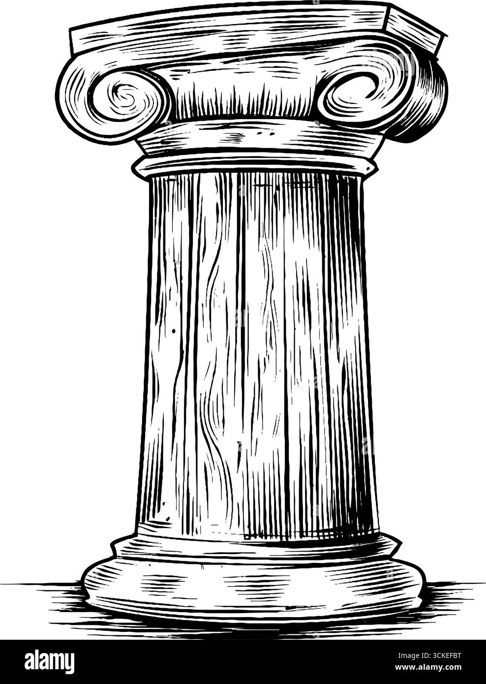 Classic doric column engraved art for architectural and historical ...