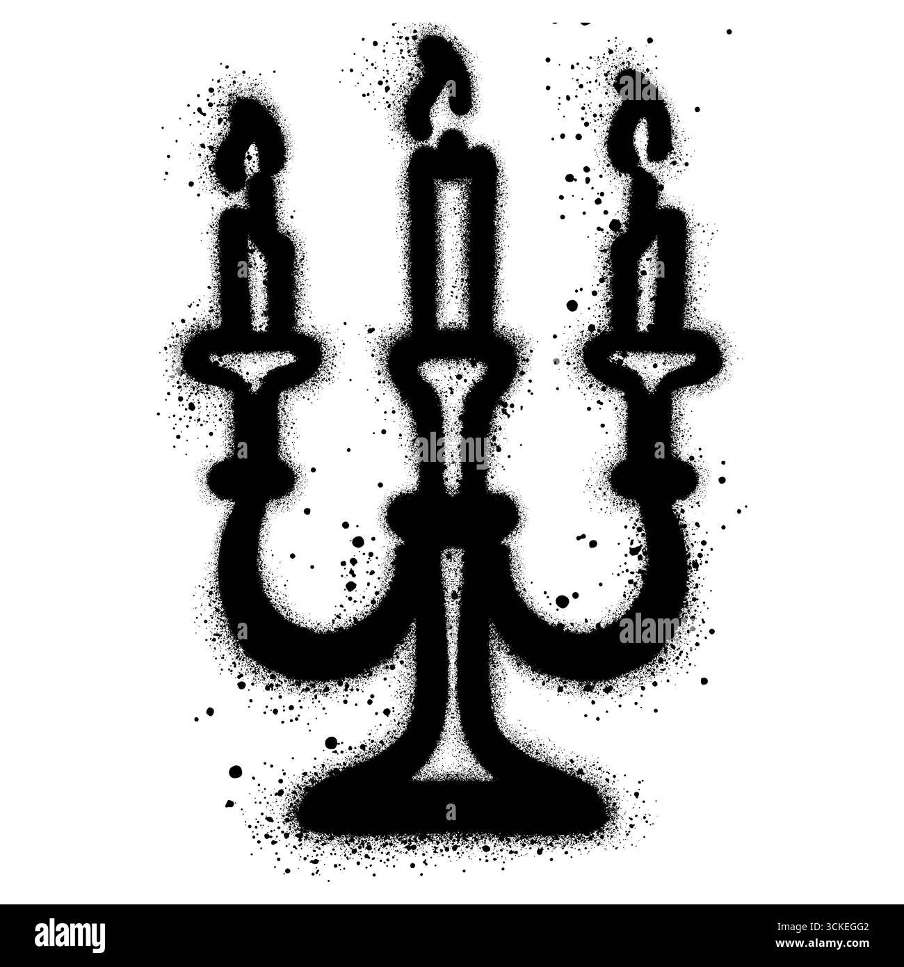 Candle on candlestick burning in graffiti style. Candelabrum sketch ...