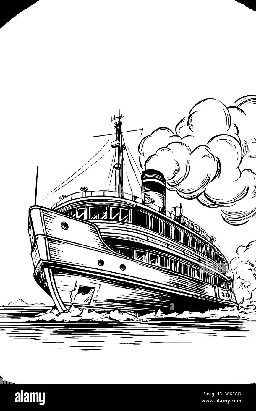 Ferry smoke Black and White Stock Photos & Images - Alamy