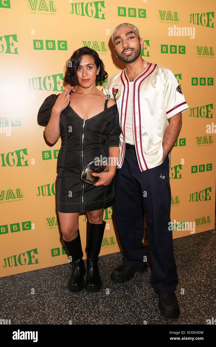 Emily Lloyd-Saini and Mawaan Rizwan at a screening for series two of the BBC programme 'Juice ...