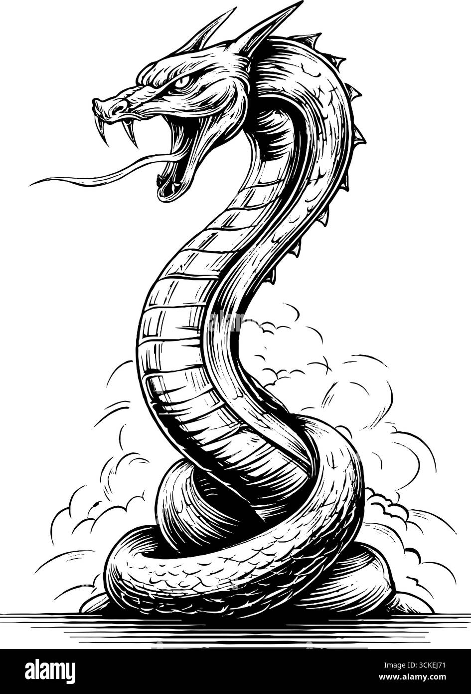 Mythical hydra design with bold black lines for posters and cards Stock ...