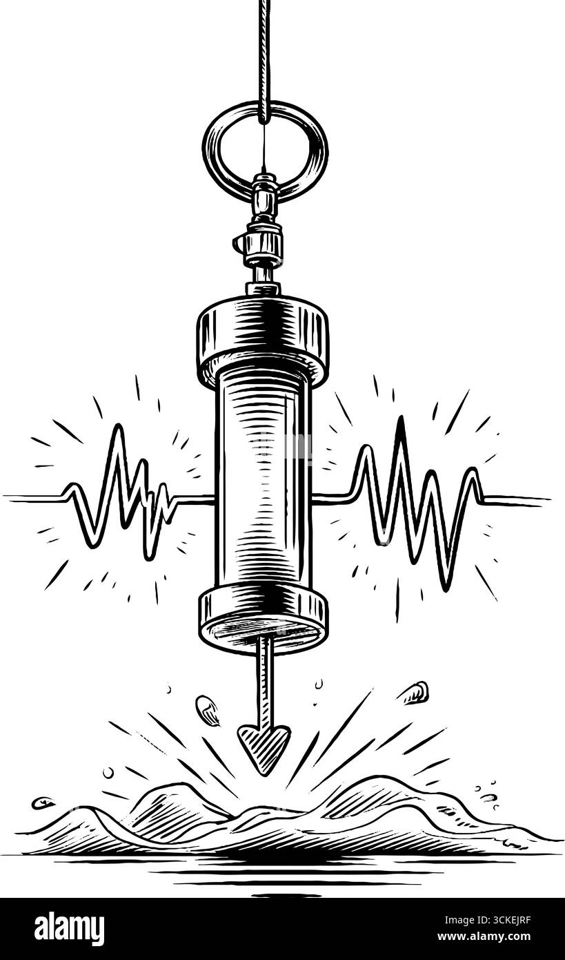 Vintage engraved illustration of physics pendulum with motion indicator ...