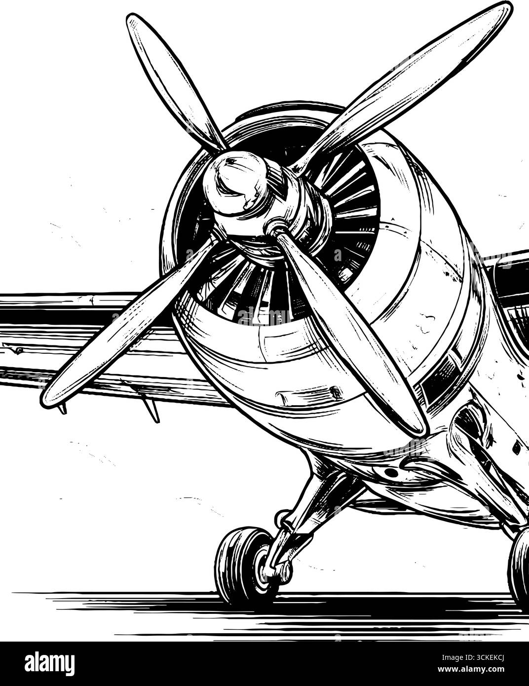 Vintage engraving of propeller airplane design for posters and cards ...