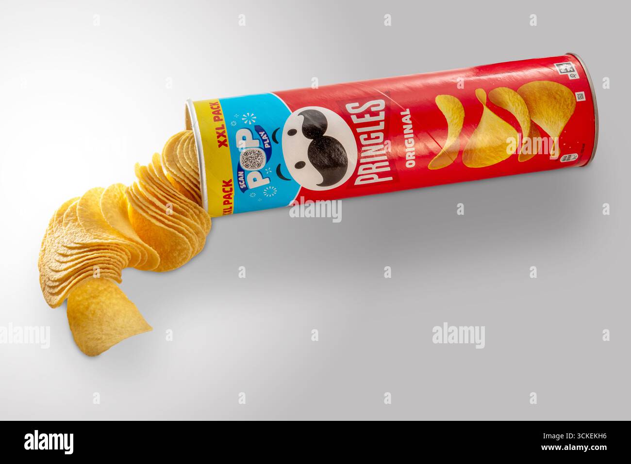 Italy - September 11, 2026: Pringles original potato chips in an XXL ...
