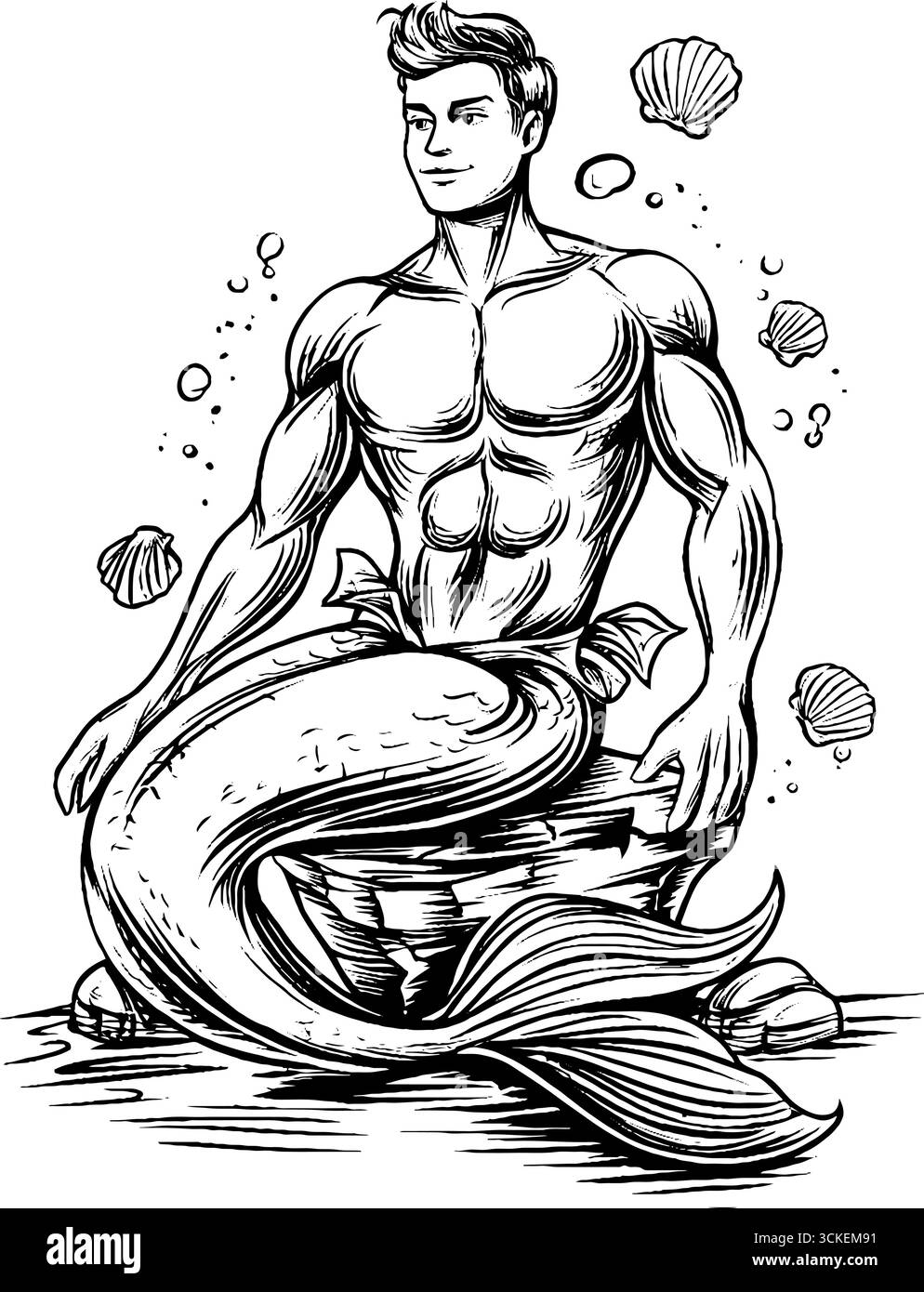 Merman figure Black and White Stock Photos & Images - Alamy