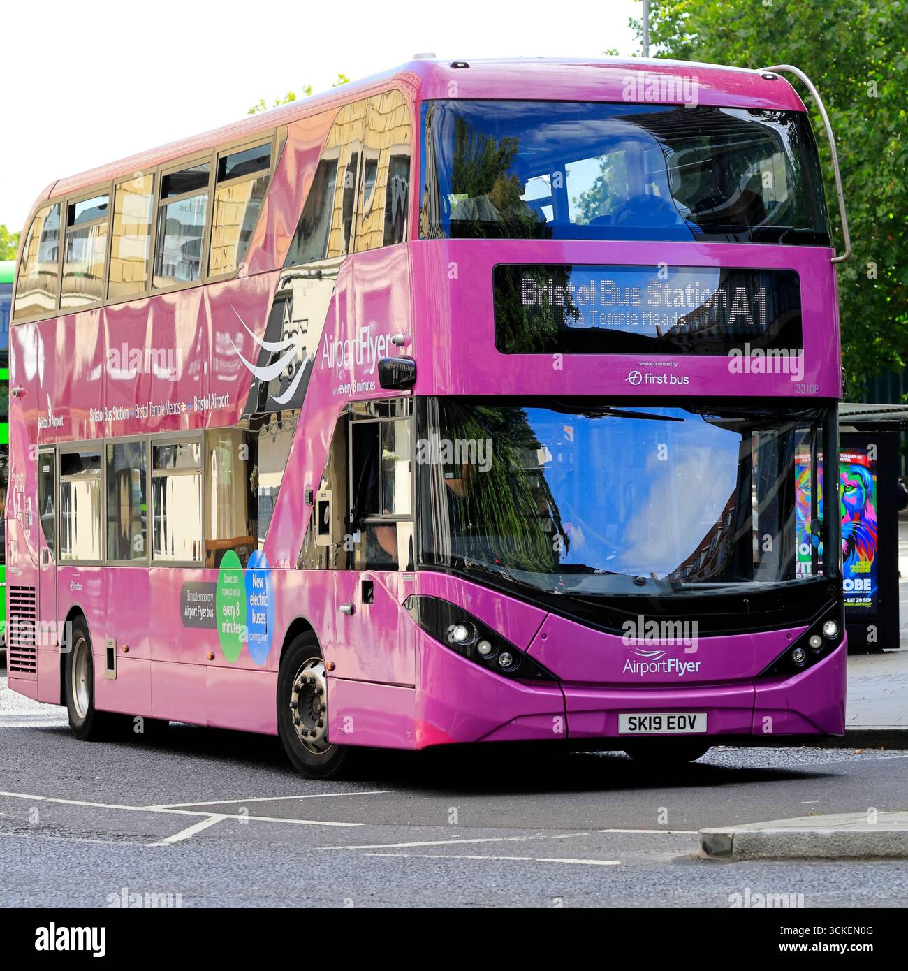 The A1 Airport Flyer pink double decker bus, Bristol city centre ...