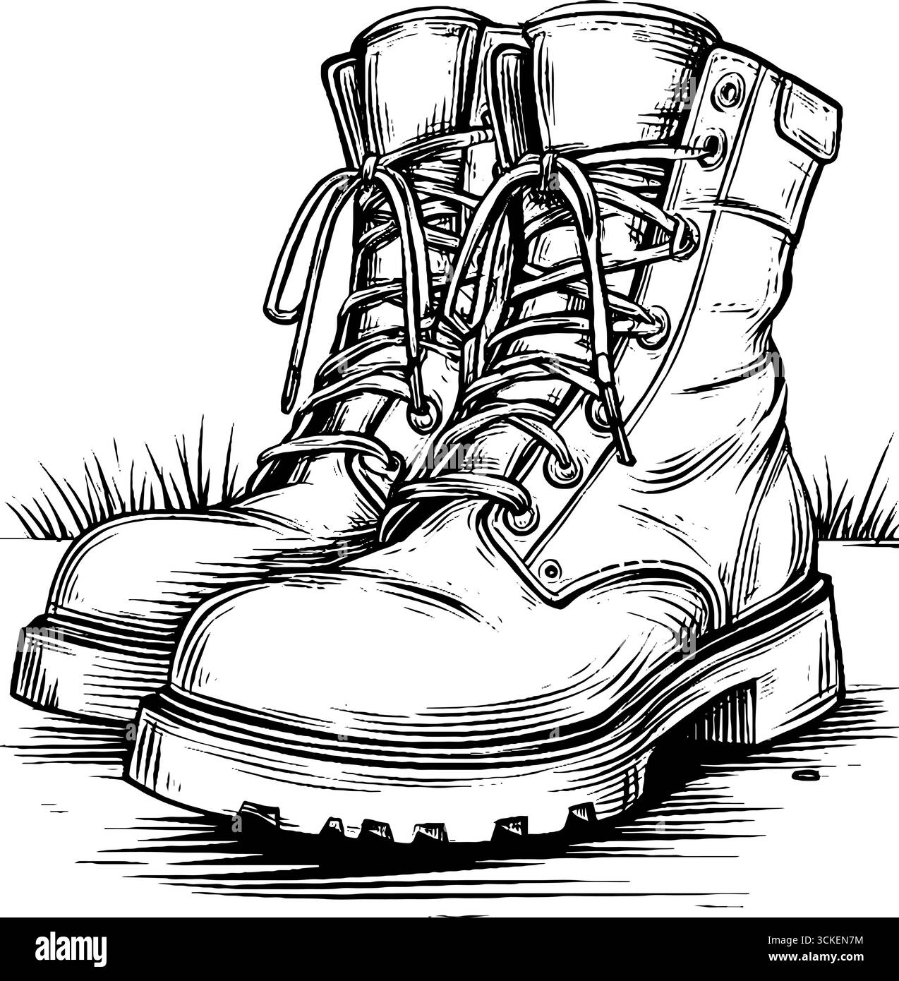 Vintage engraving leather boots hi-res stock photography and images - Alamy