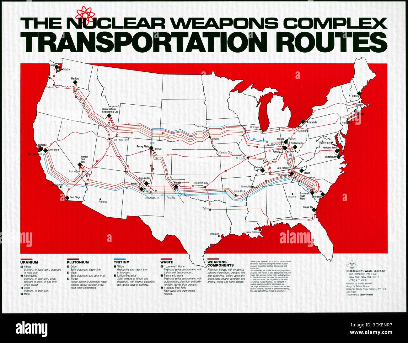 The Nuclear Weapons Complex Transportation Routes - 1987 Cold War Map ...