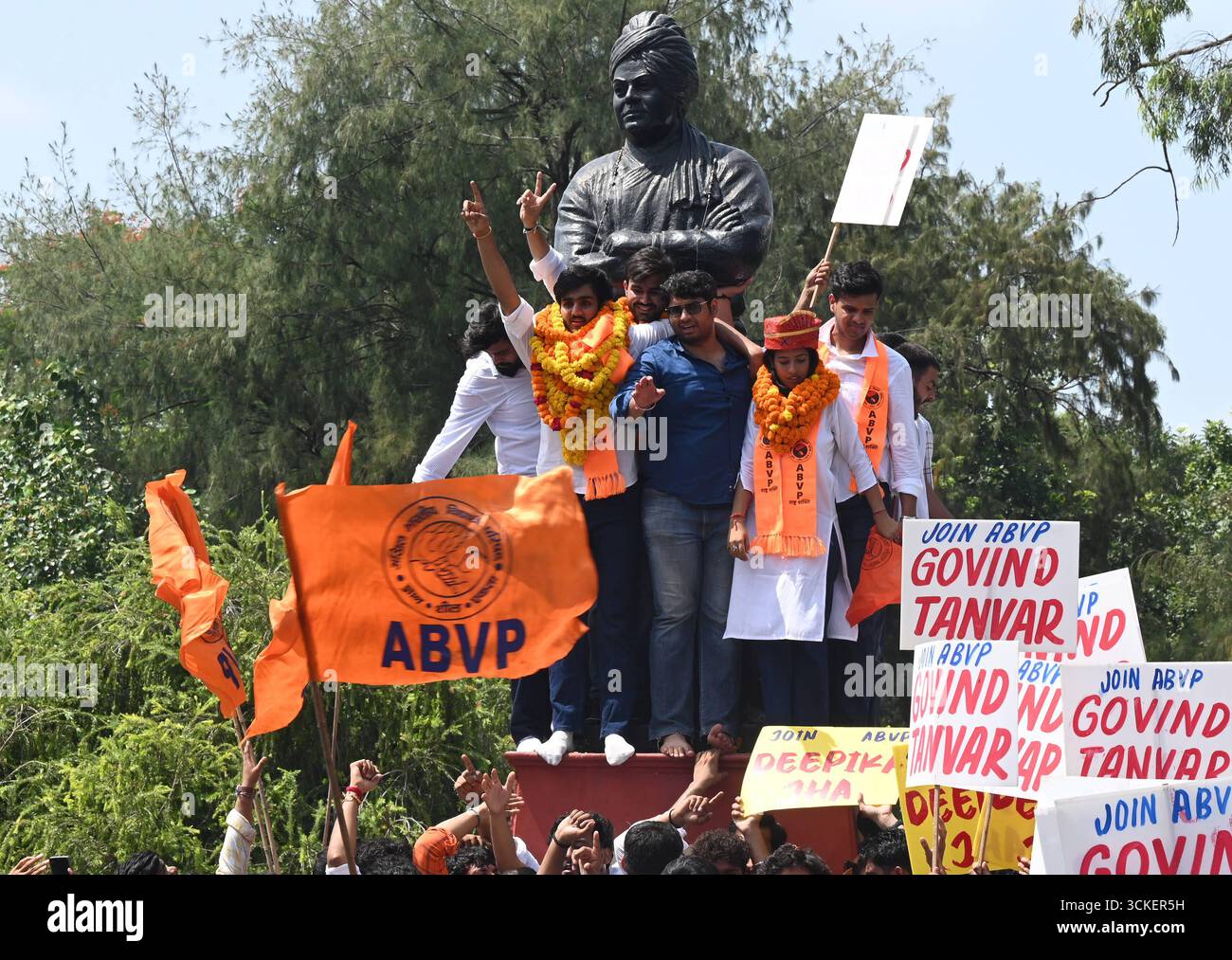 NEW DELHI, INDIA - SEPTEMBER 11: ABVP Candidate Panel for DUSU Election 2025-26 Aryan Maan ...