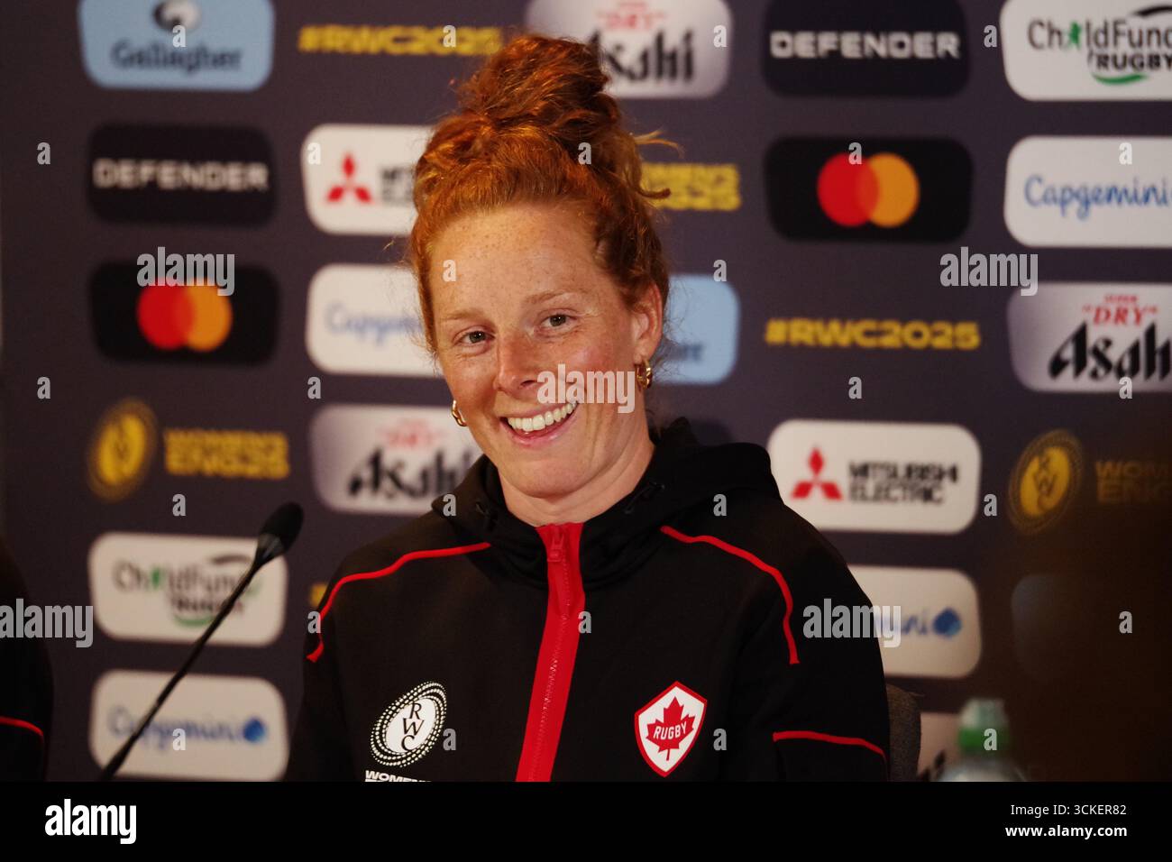 Bristol, England, 11 September 2025. Captain Alex Tessier talking at ...