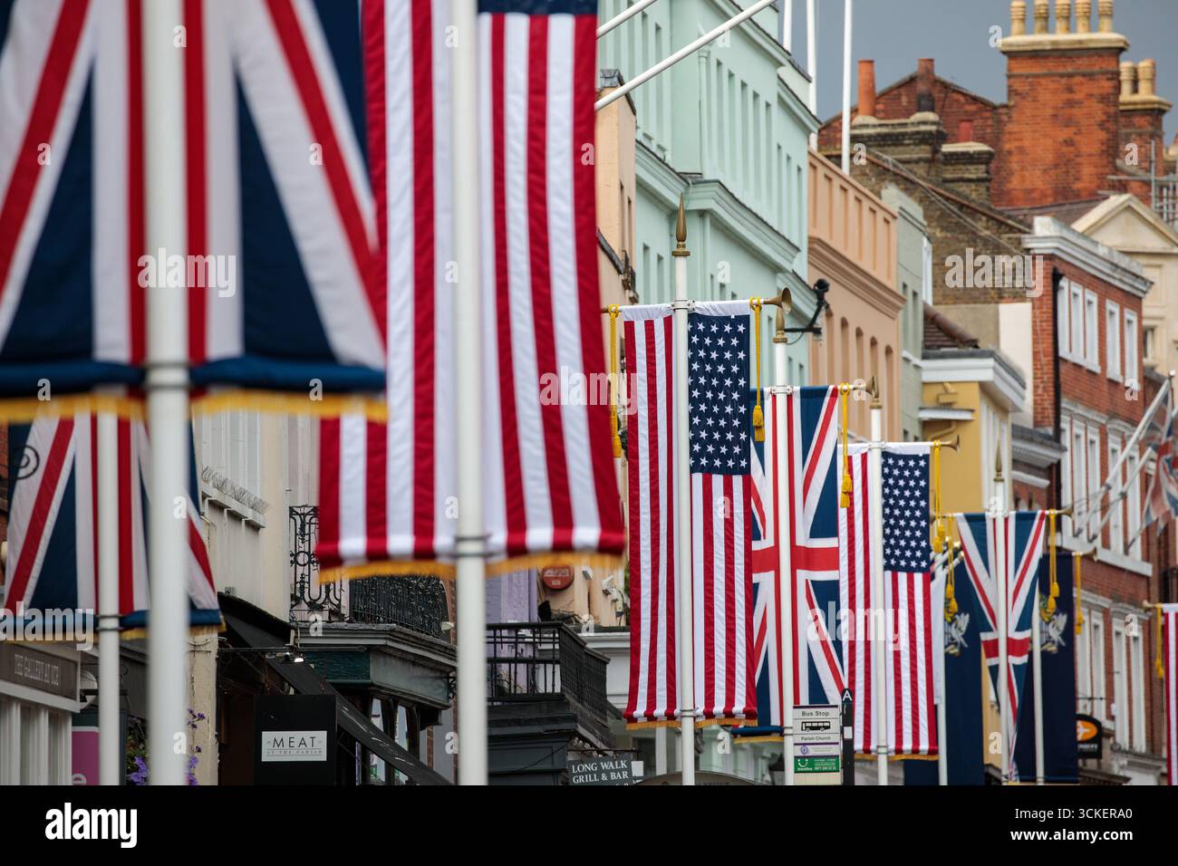 Windsor, UK. 11th September, 2025. Stars and Stripes and Union flags ...