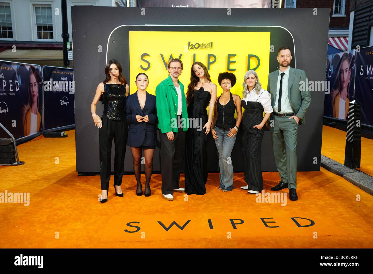 (left to right) Gala Gordon, Ana Yi Puig, Dan Stevens, Lily James, Myha ...