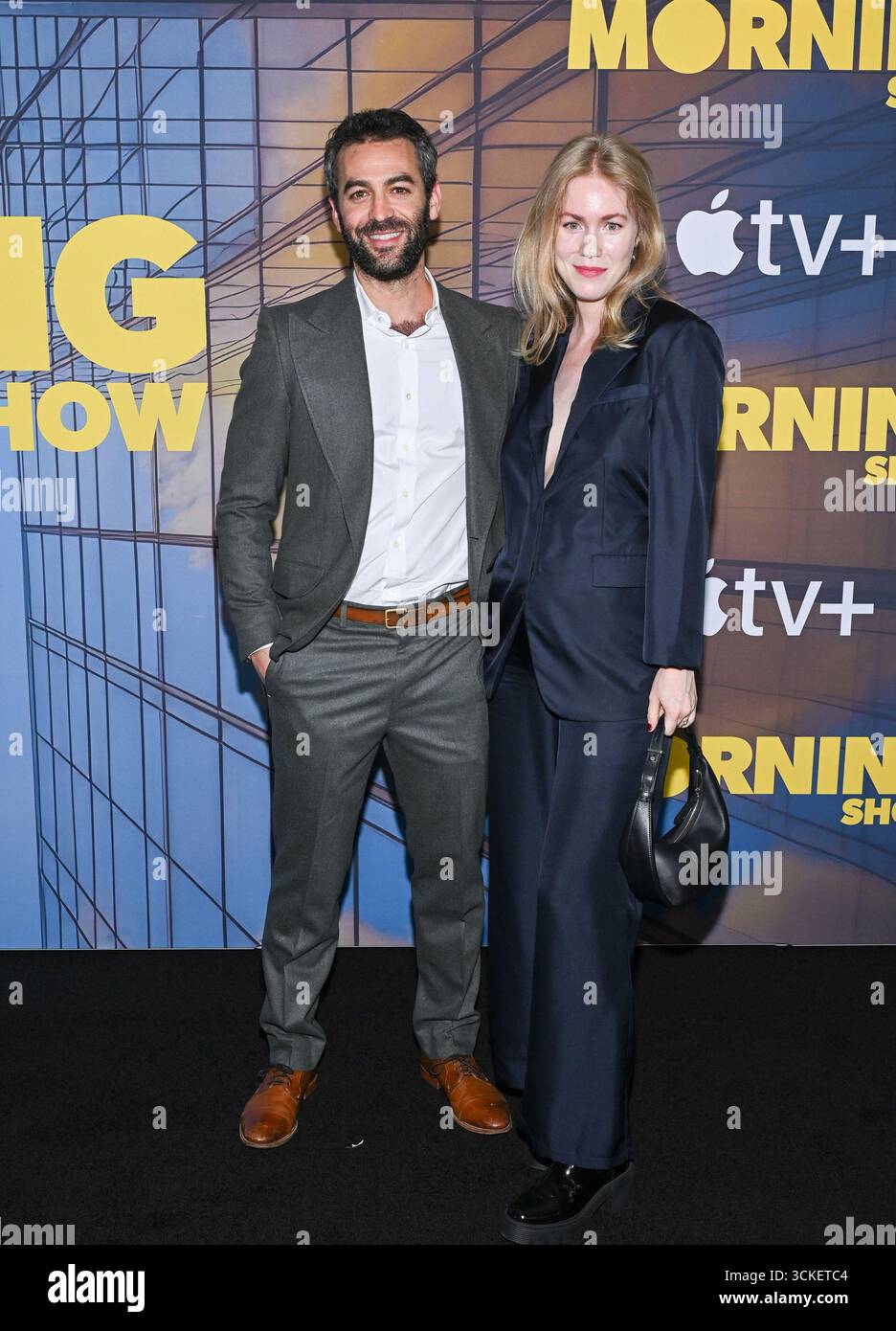 Zander Lehmann, left, and guest attend the Apple TV+ premiere of "The ...