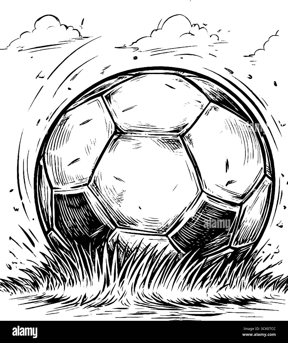 Vintage football engraving with dynamic sketch style for retro decor or ...
