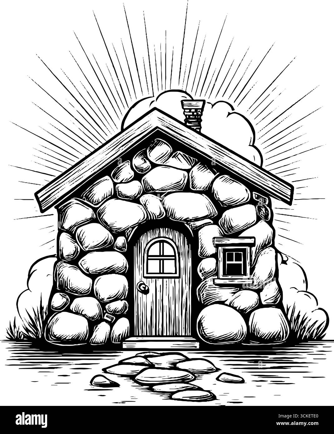 Charming old stone house Stock Vector Images - Alamy