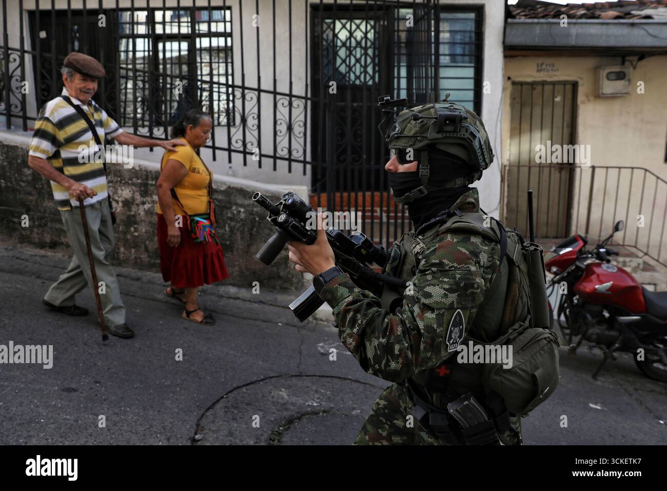 Soldiers patrol the Siloé neighborhood in Cali, Colombia, Thursday ...