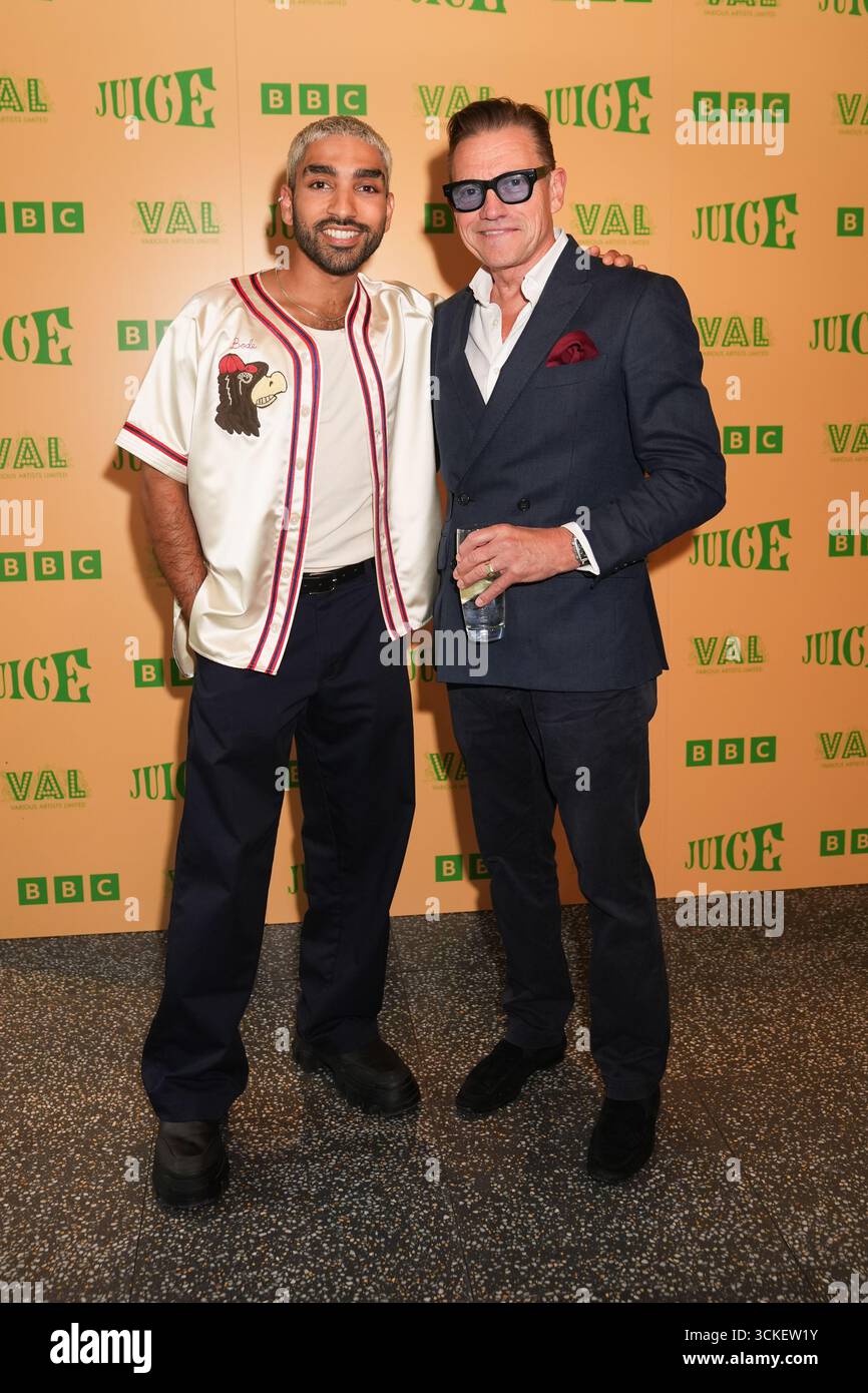 Mawaan Rizwan (left) and a guest at a screening for series two of the BBC programme 'Juice', at ...