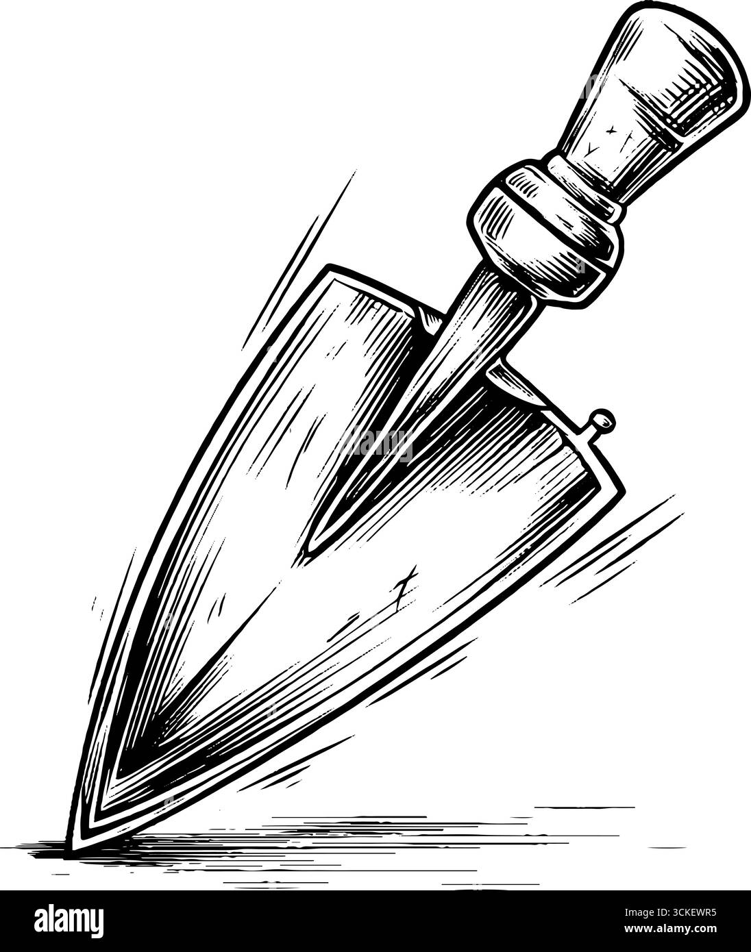 Vintage engraved trowel illustration with bold black lines for design ...