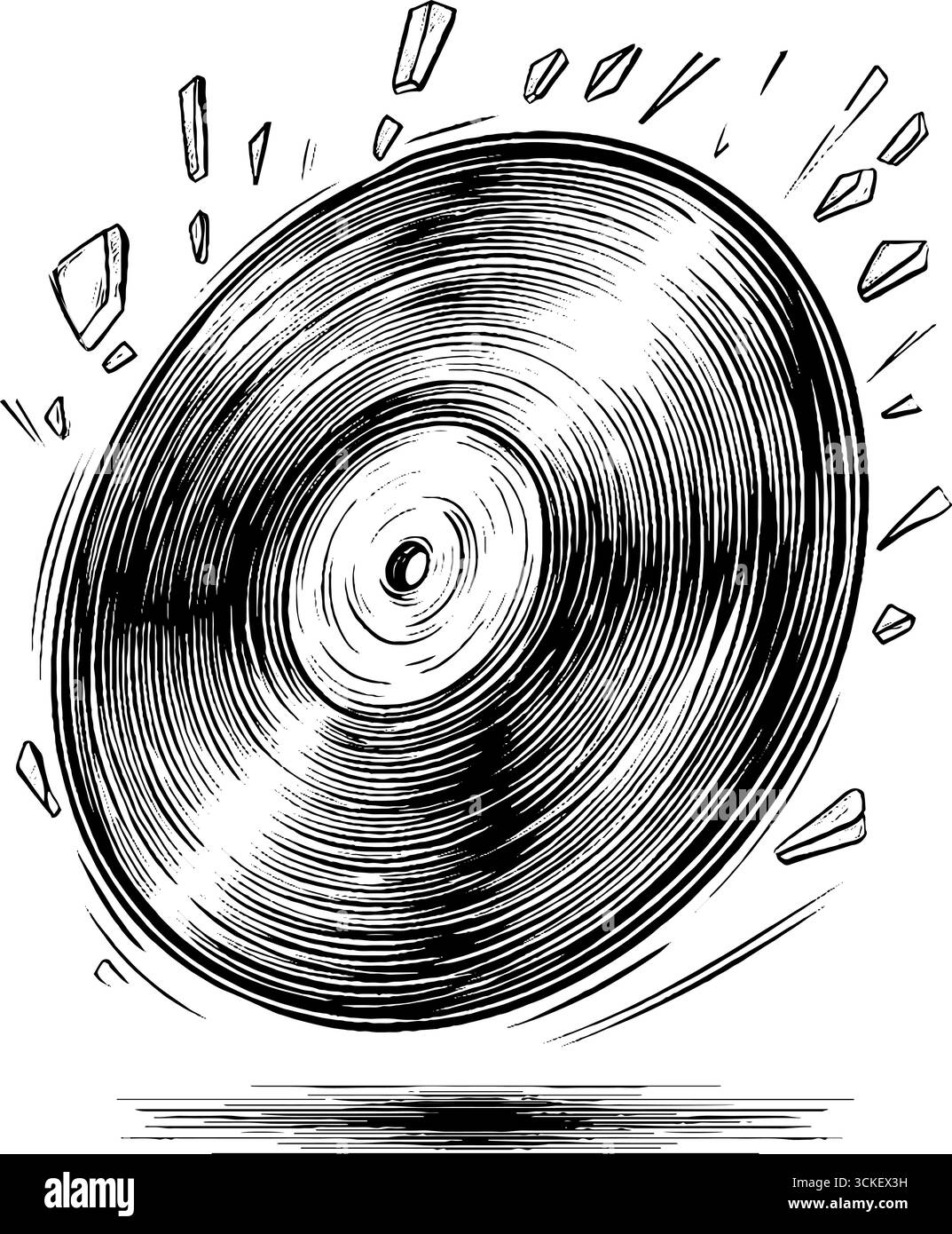 Vintage vinyl record engraved illustration in bold black design Stock ...