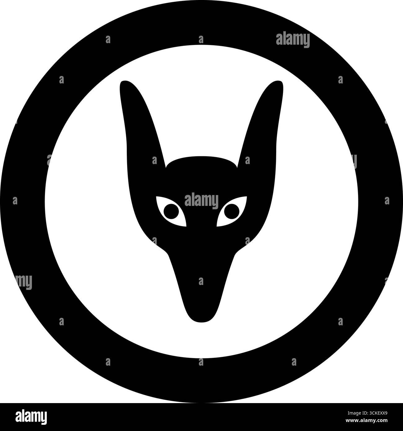 Head jackal icon in circle round black color vector illustration image ...