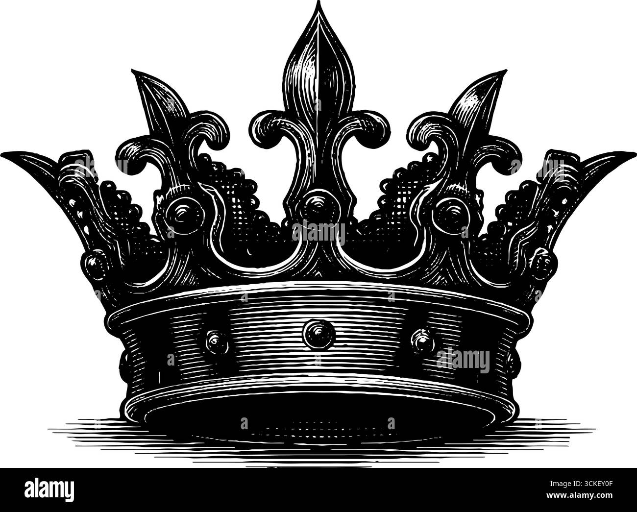 Vintage engraved illustration of royal crown for design and decor Stock ...