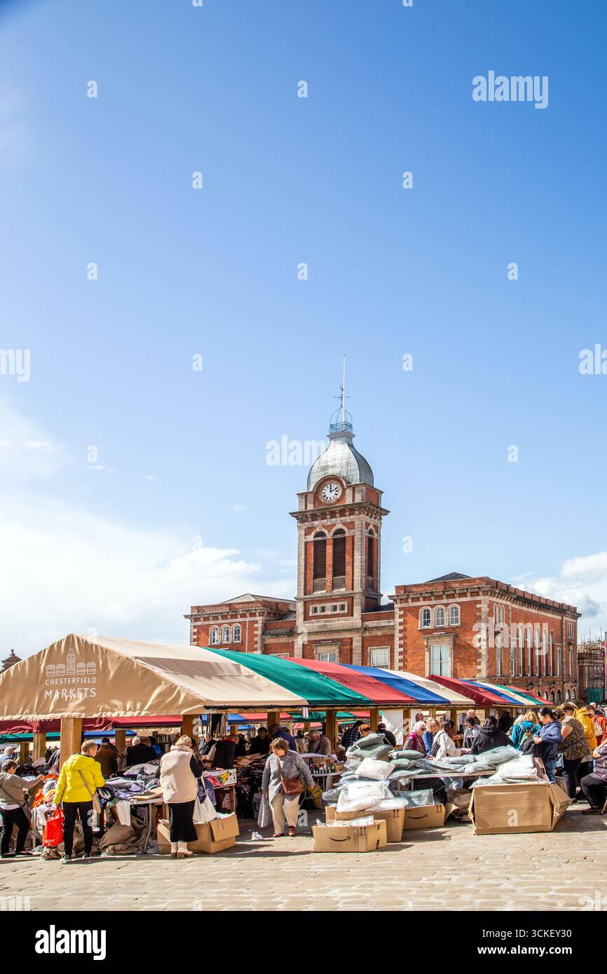 Chesterfield Market Hall and market ,this prominent building with a ...