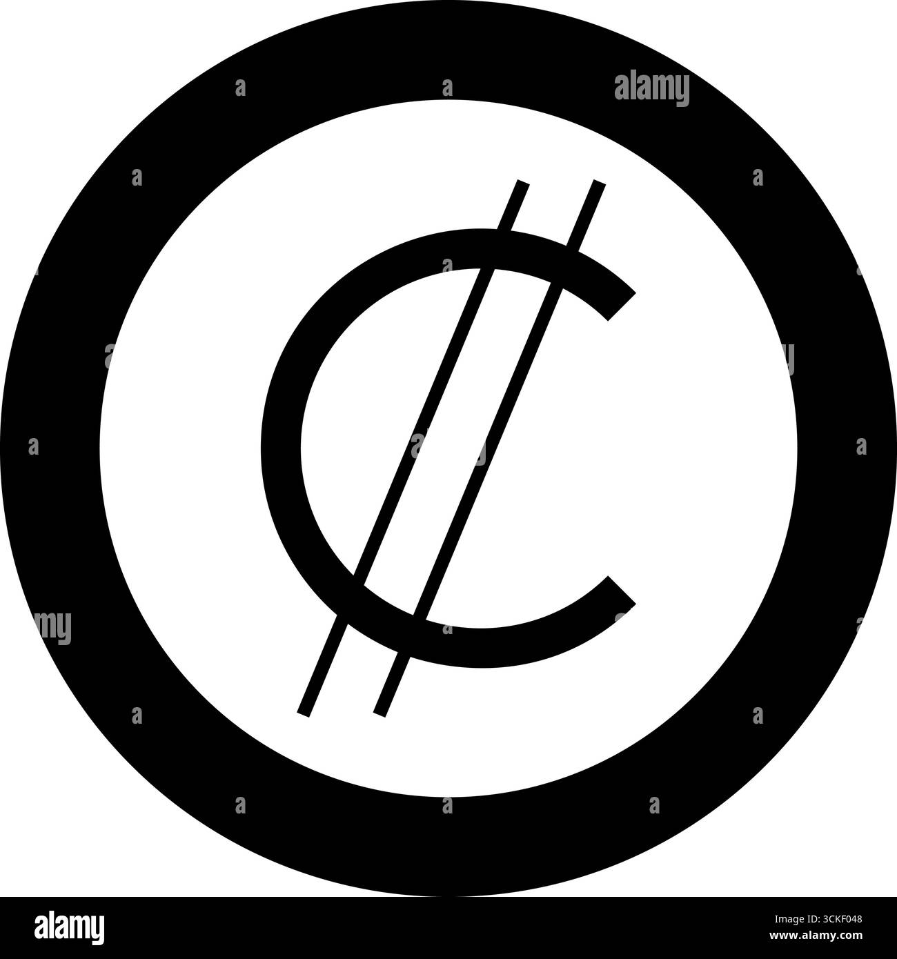 Costa Rica Colon currency symbol sign money icon in circle round black ...