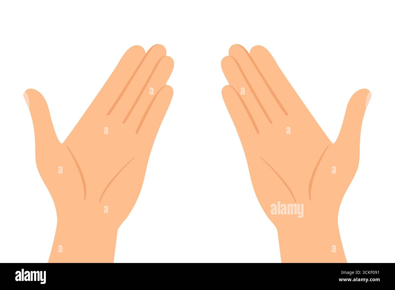 Cartoon human hands with open palms. Top view. Vector illustration ...