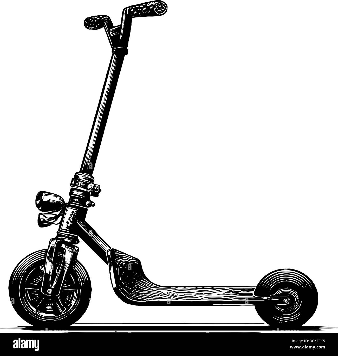 Vintage engraved illustration of a push scooter with wooden elements ...
