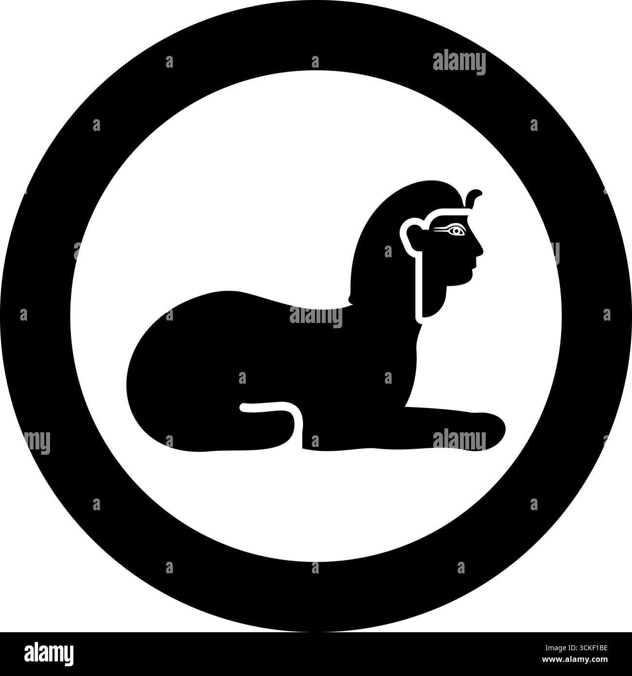Sphinx Egypt pyramid concept egyptian statue of Giza icon in circle ...
