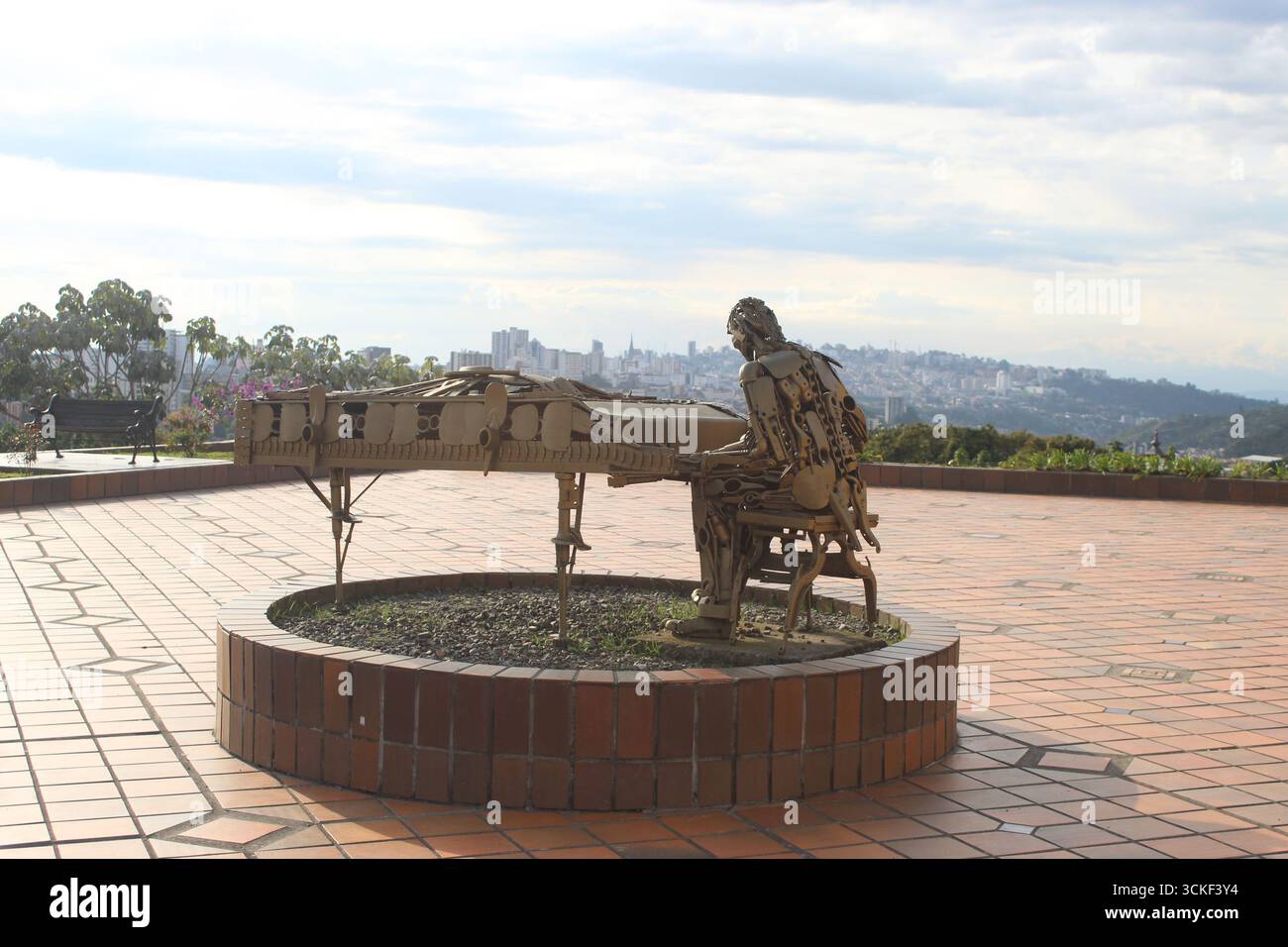Panoramic view of the central plaza of the Ecoparque Los Yarumos with ...