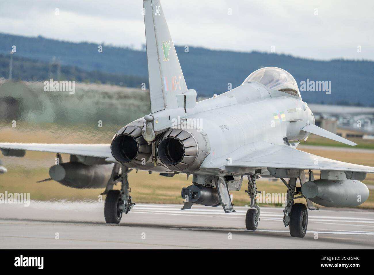 Lossiemouth, Moray, UK. 11th Sep 2025. Typhoon fighter jets take off as ...