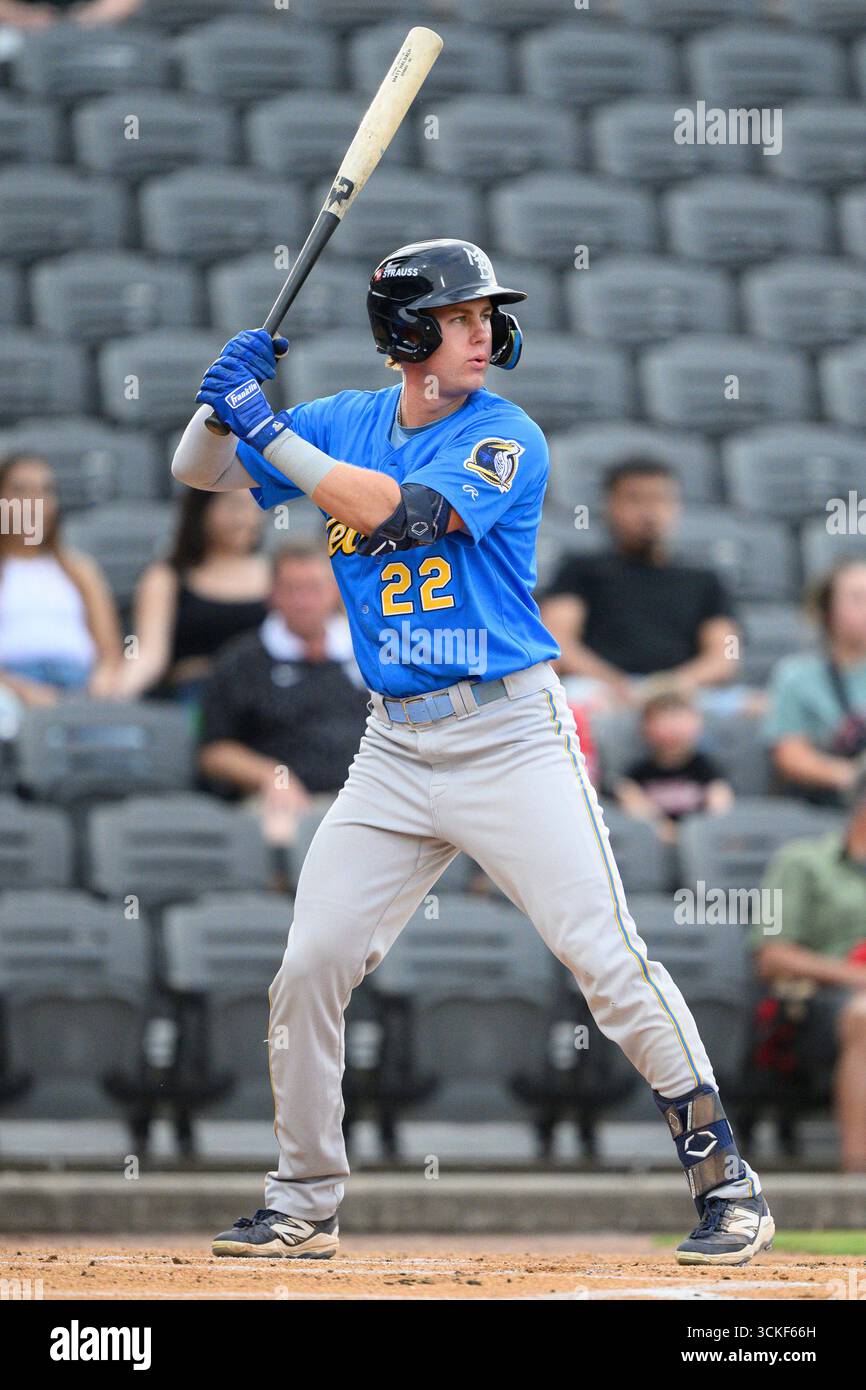 Matt Halbach (22) of the Myrtle Beach Pelicans at bat during a Carolina ...