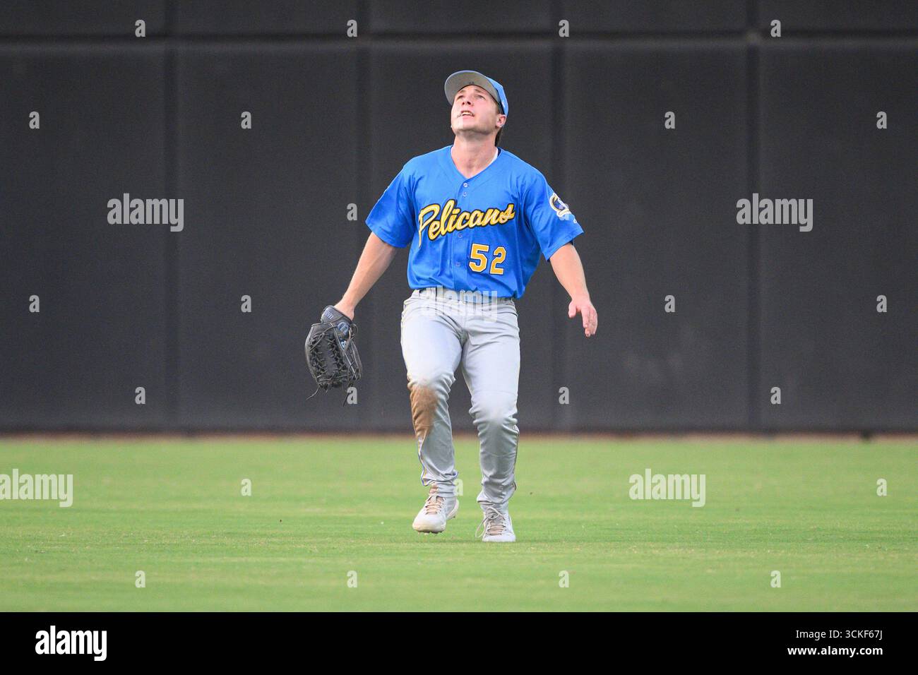 Center fielder Kane Kepley (52) of the Myrtle Beach Pelicans in action during a Carolina League ...