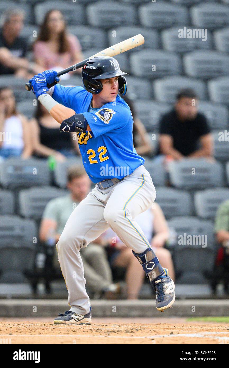 Matt Halbach (22) of the Myrtle Beach Pelicans at bat during a Carolina ...
