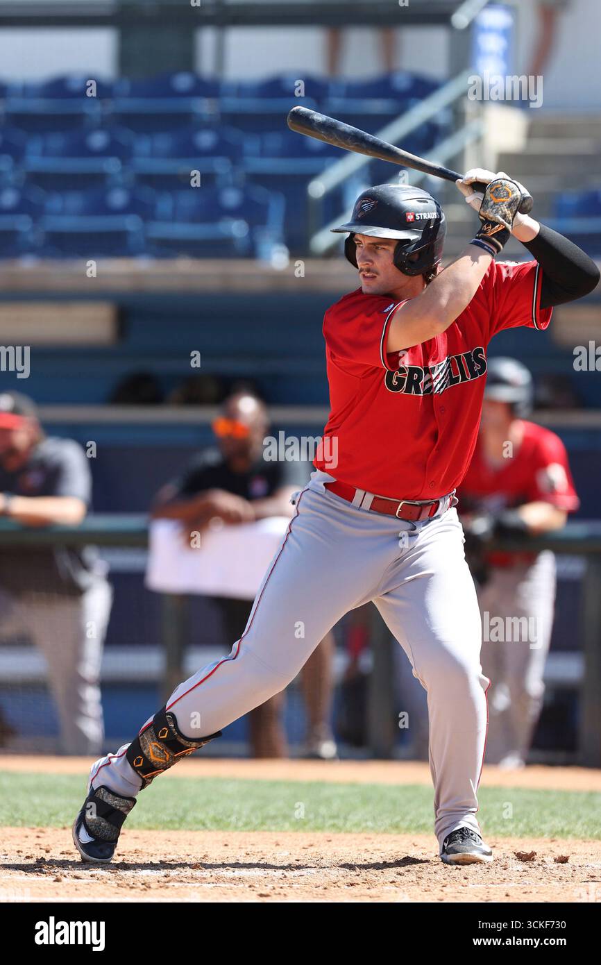 Tanner Thach (30) of the Fresno Grizzlies bats against the Rancho ...