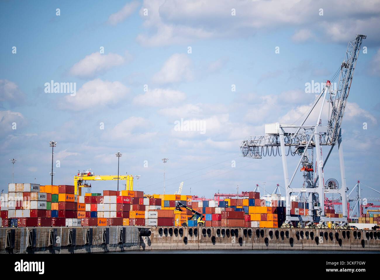 Shipping containers in the Port of Montreal are photographed in ...