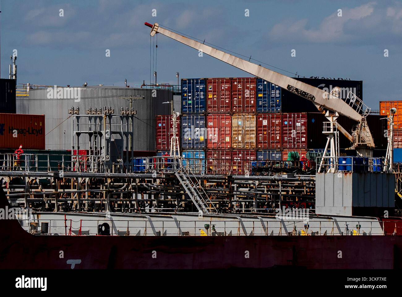 Shipping containers in the Port of Montreal are photographed in ...