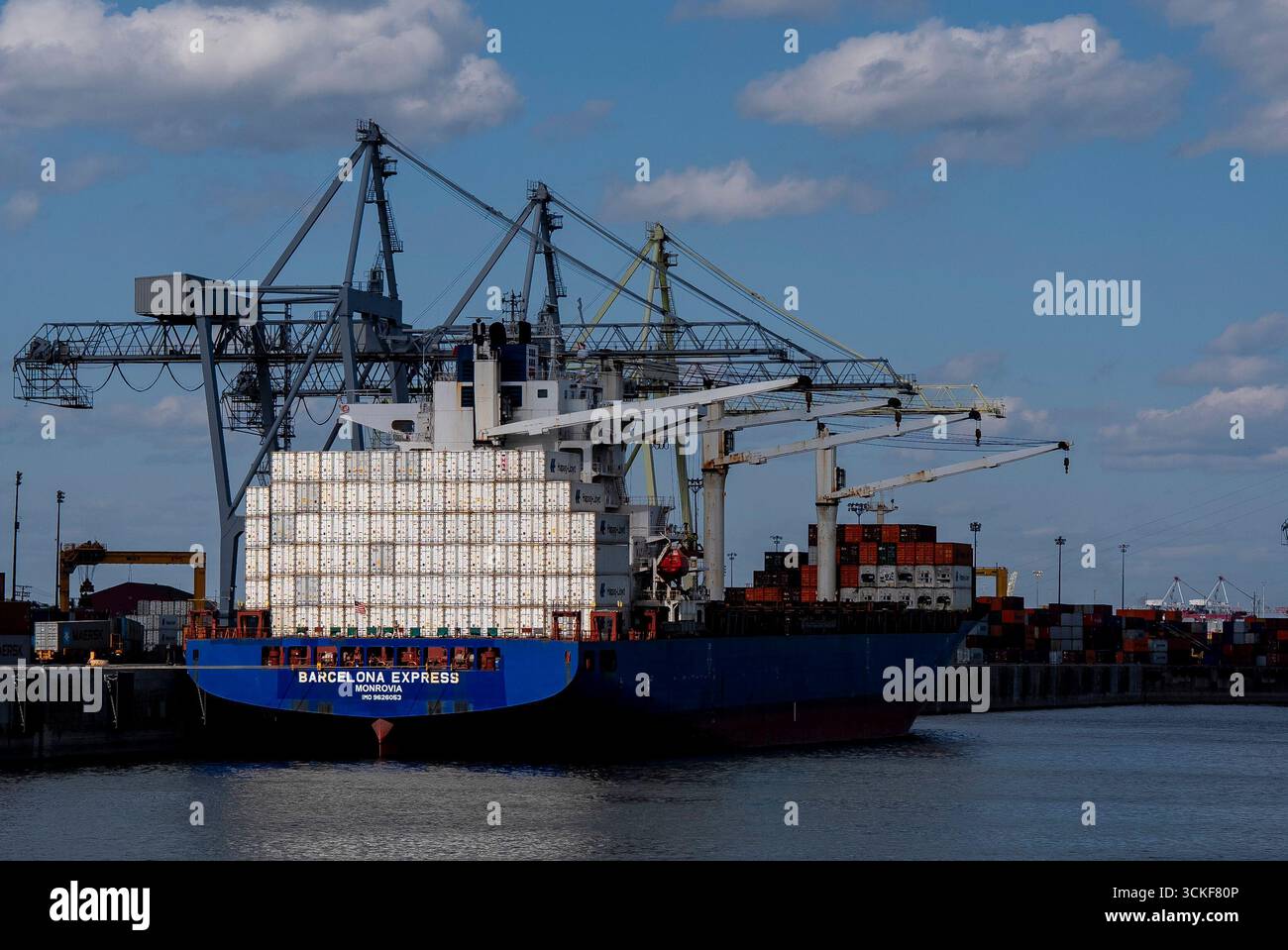 Shipping containers in the Port of Montreal are photographed in ...